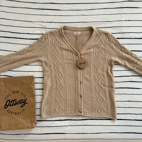 Ottway The Label | Sweaters | Ottway Cohen Cable Knit Cardigan Beige ...